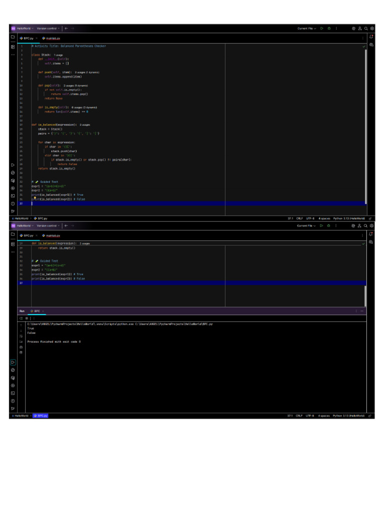 Balanced Parentheses Checker | PDF