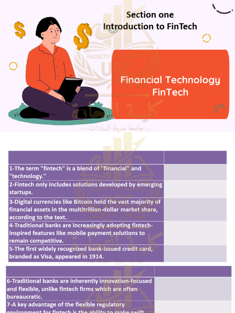 Section 1 Fintech | PDF | Financial Technology | Finance & Money Management