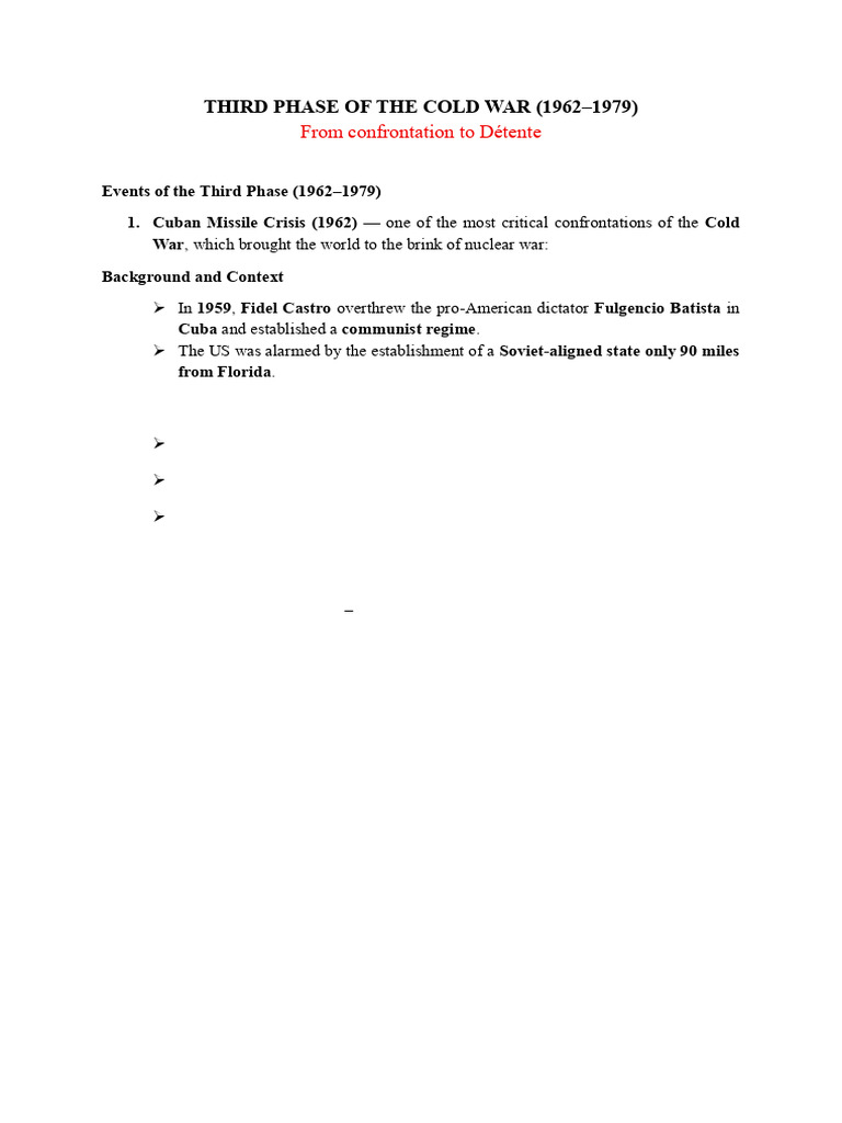 Third Phase of The Cold War | PDF | Cuban Missile Crisis | Diplomacy