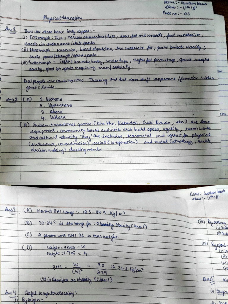 Gurleen 11thB (6) Physical Education Assignment | PDF