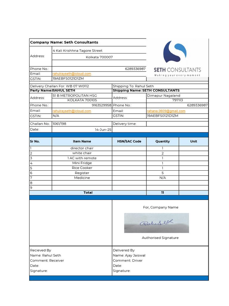 Delivery Challan | PDF | Road Transport | Land Transport