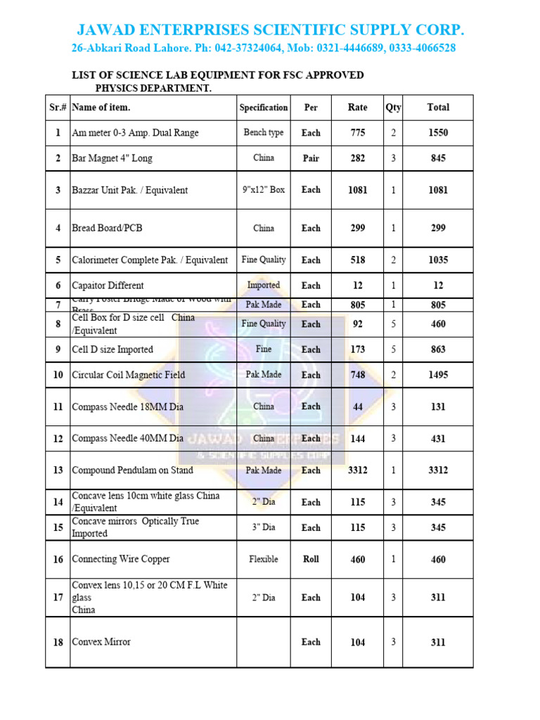 FSC Lab Quotation Updated 17-07-2025 | PDF | Acid