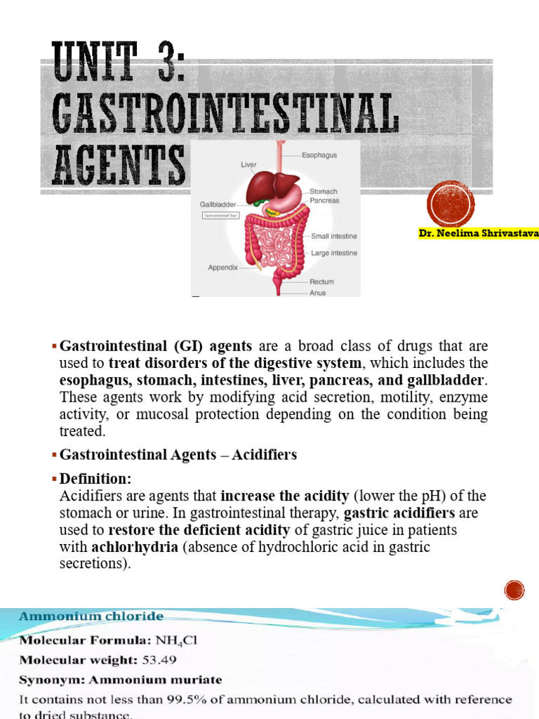 Unit 3 Gastrointestinal Agents | PDF | Antimicrobial | Chemical Substances