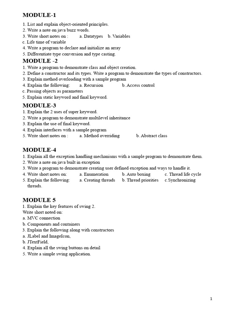 Oops With Java Imp & Ia Questions | PDF | Method (Computer Programming ...