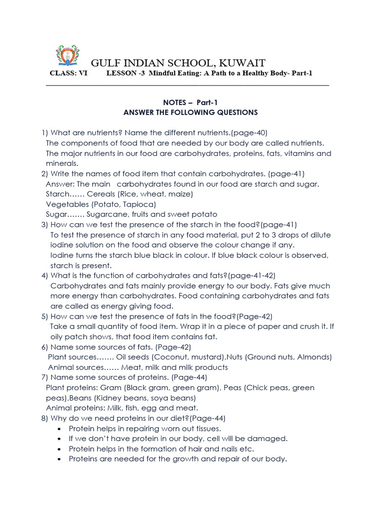 CH - 3 Mindful Eating-Notes - Part-1 | PDF | Foods | Starch