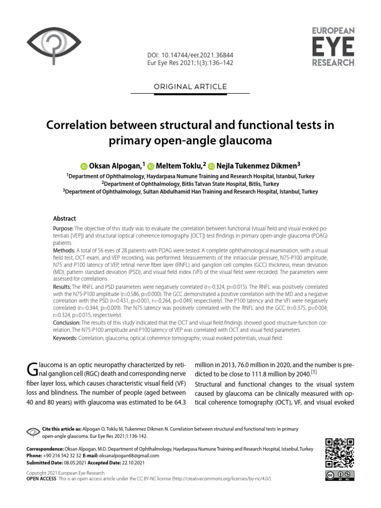 Correlation Between Structural & Functional Tests in Primary Open-Angle ...