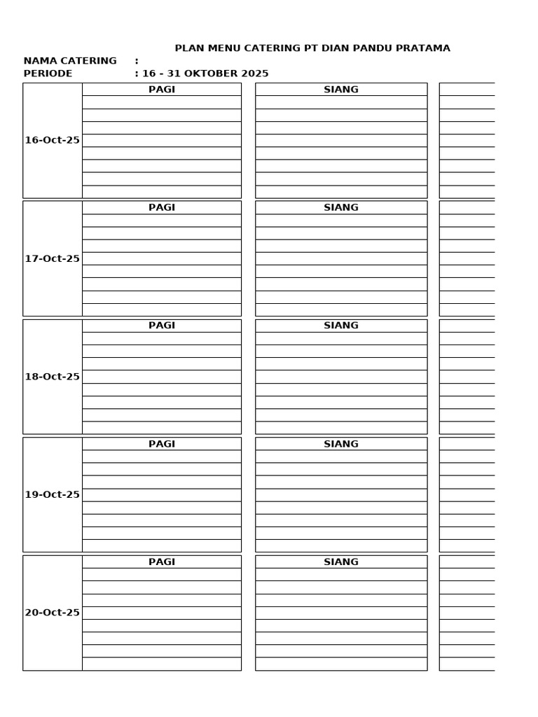 Plan Menu Catering DPP | PDF