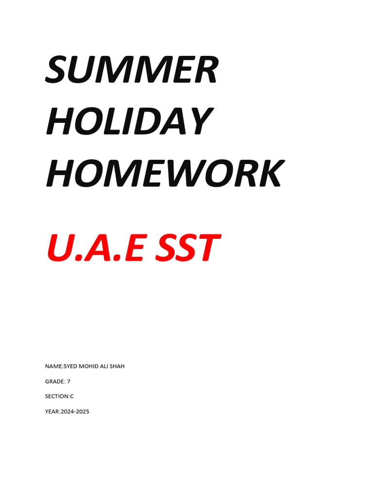 Summer Holiday Homework | PDF