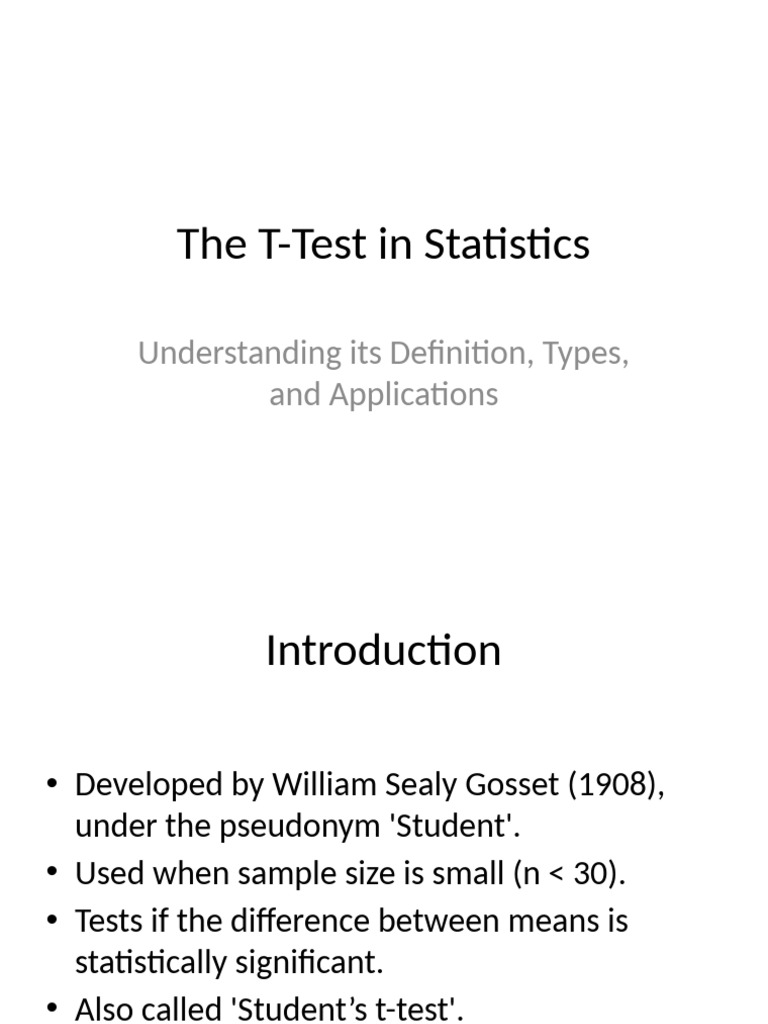 Understanding the T-Test in Statistics | PDF | Student's T Test ...