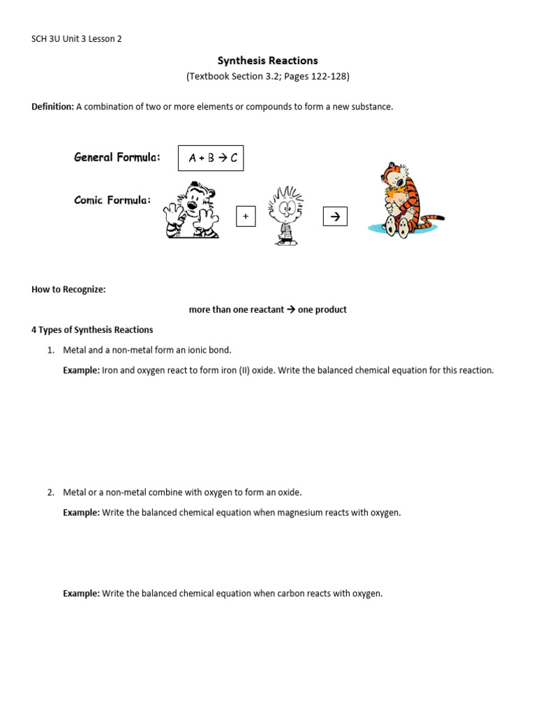 Lesson 2 - Synthesis Reactions | PDF