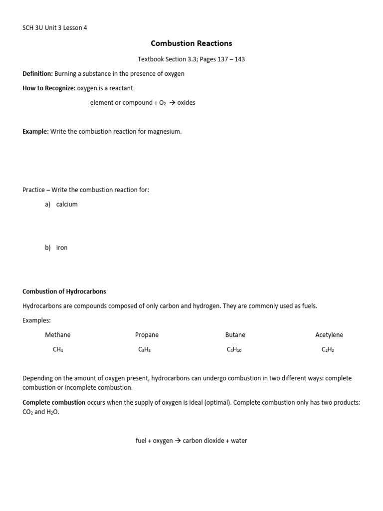 Understanding Combustion Reactions | PDF