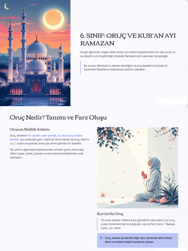 6 Sinif Oruc Ve Kuran Ayi Ramazan | PDF