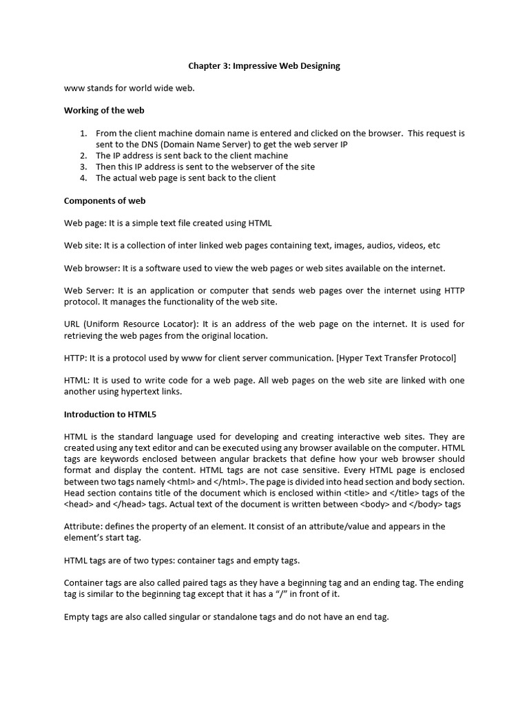 Chapter 3 Impressive Web Designing | PDF | World Wide Web | Internet & Web