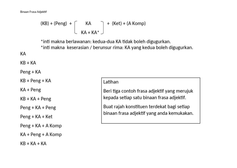 Binaan Frasa Adjektif | PDF
