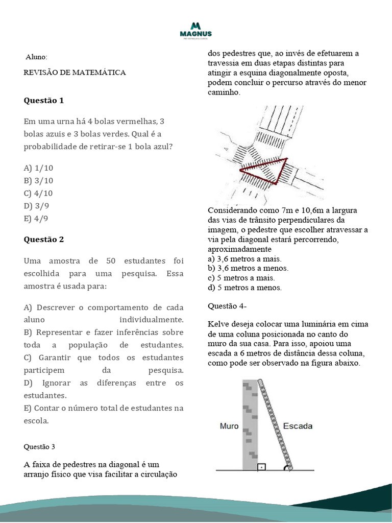 revisão de matemática 8º SESI | PDF | Metro