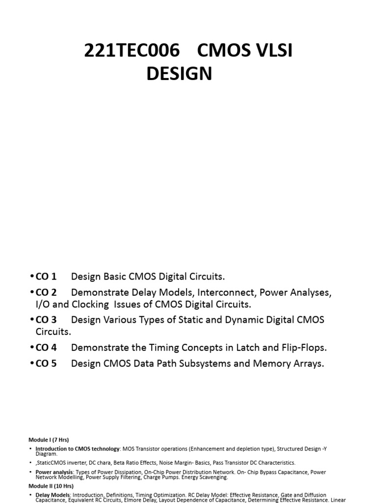 CMOS VLSI Design Fundamentals | PDF | Cmos | Flash Memory
