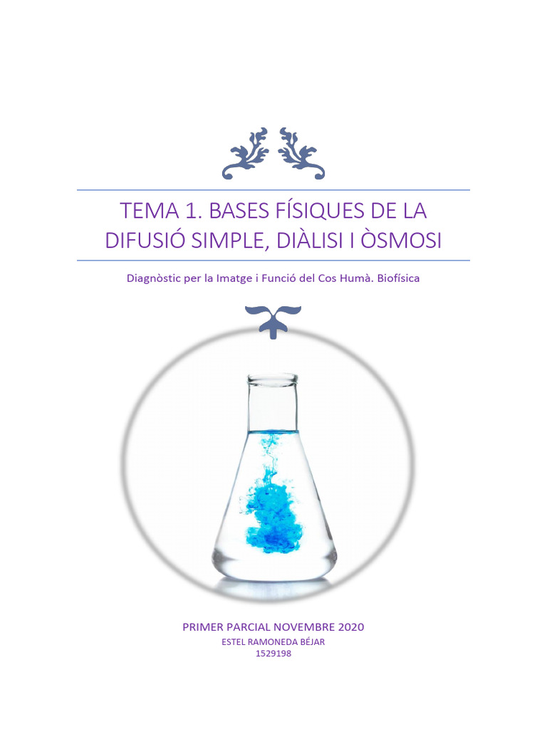 1.bases Físiques de La Difusió Simple, Diàlisi I Osmosi - TEMA 1 | PDF