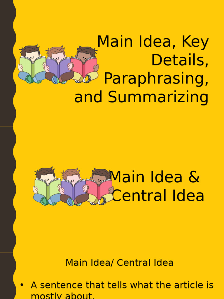Main Idea, Key Details, Paraphrasing, and Summarizing | PDF | Zoology