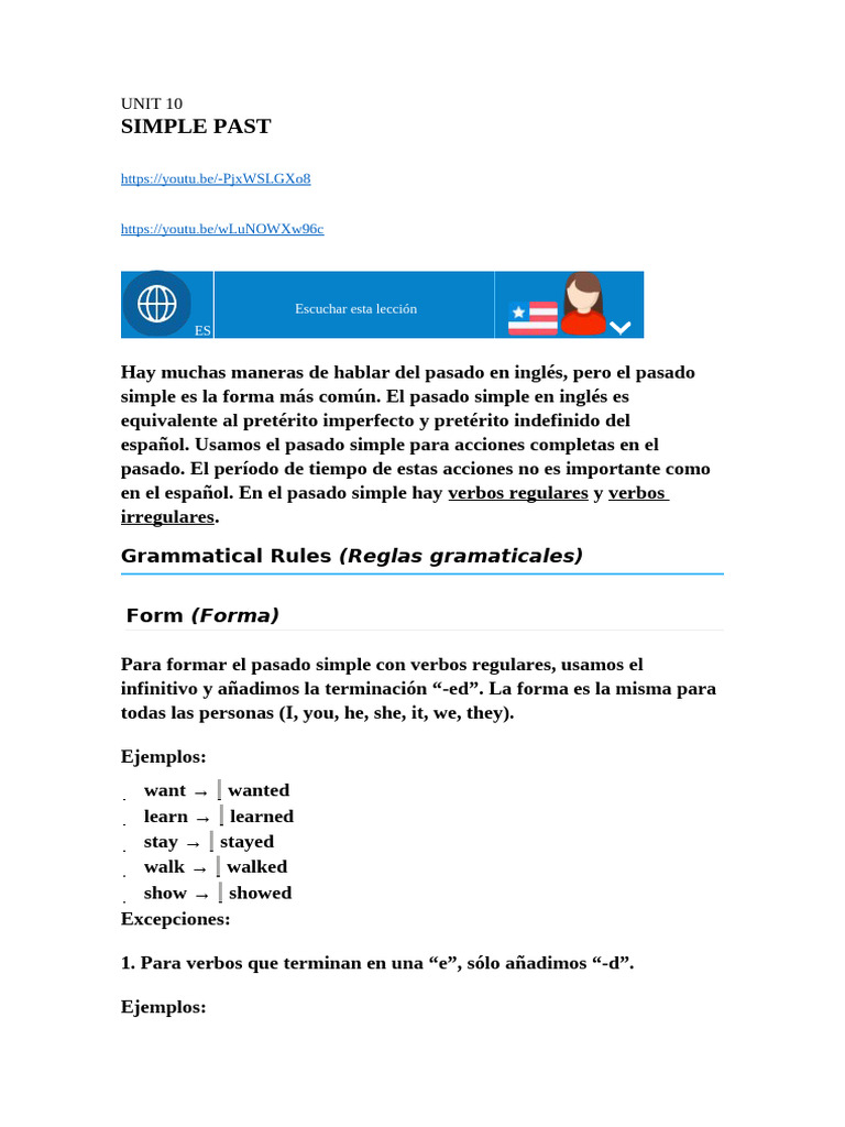 Uso y formación del pasado simple en inglés | PDF | Verbo | Relaciones ...