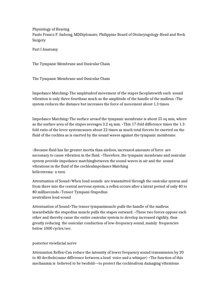 Hearing | PDF | Auditory System | Cerebellum