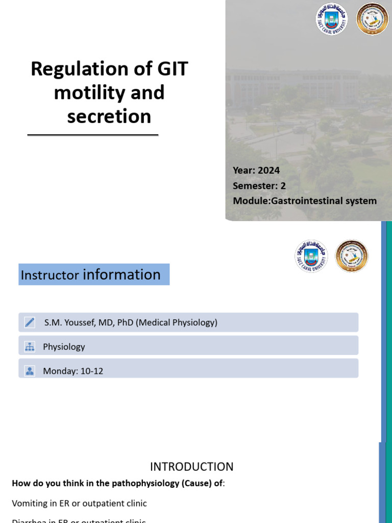 FOM-SCU Lecture 2 GI Motility and Secretion 2 | PDF | Gastroenterology ...