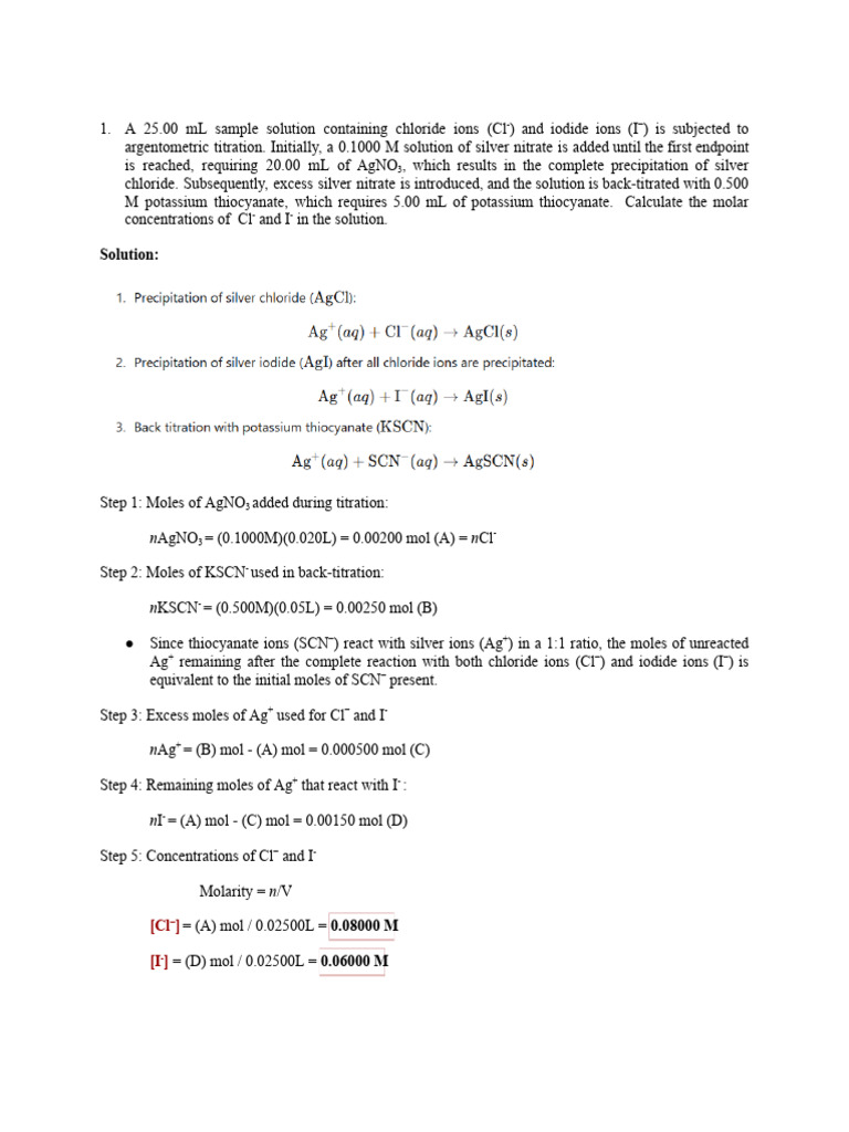 GRP A7 B7 ProbSet Solution Manual | PDF | Titration | Chemistry