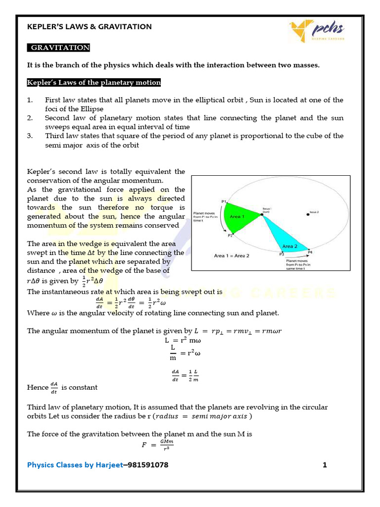 Gravitation and Kepler's Laws 2024 | PDF | Orbit | Force