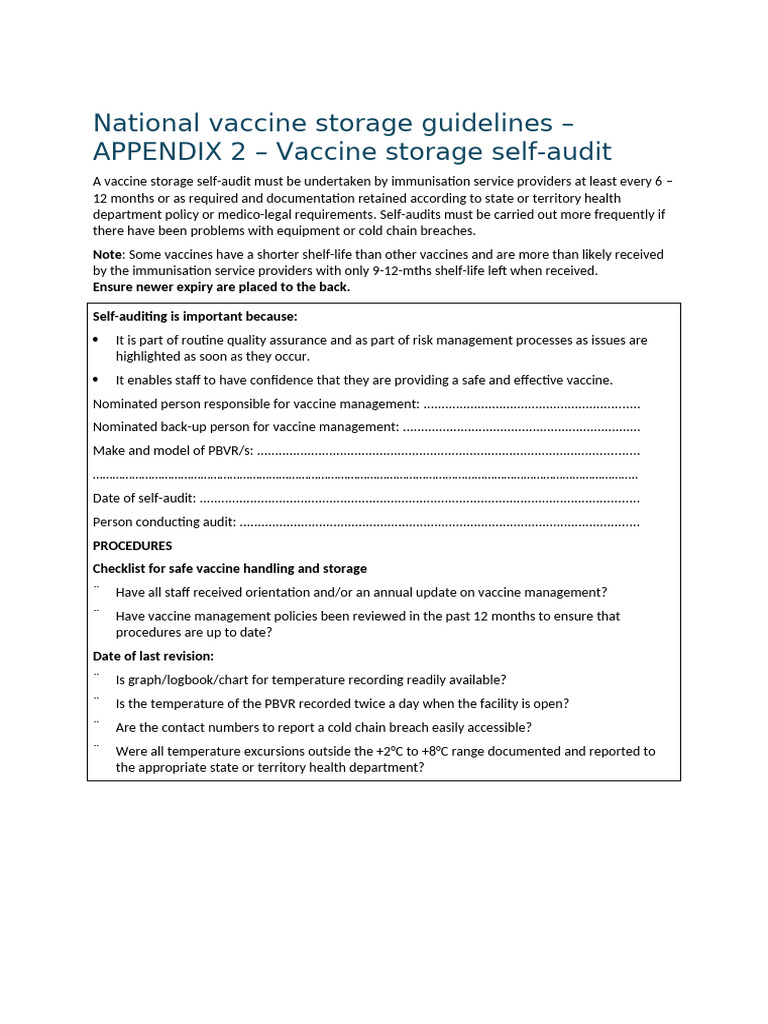 National Vaccine Storage Guidelines Strive For 5 Appendix 2 Vaccine ...