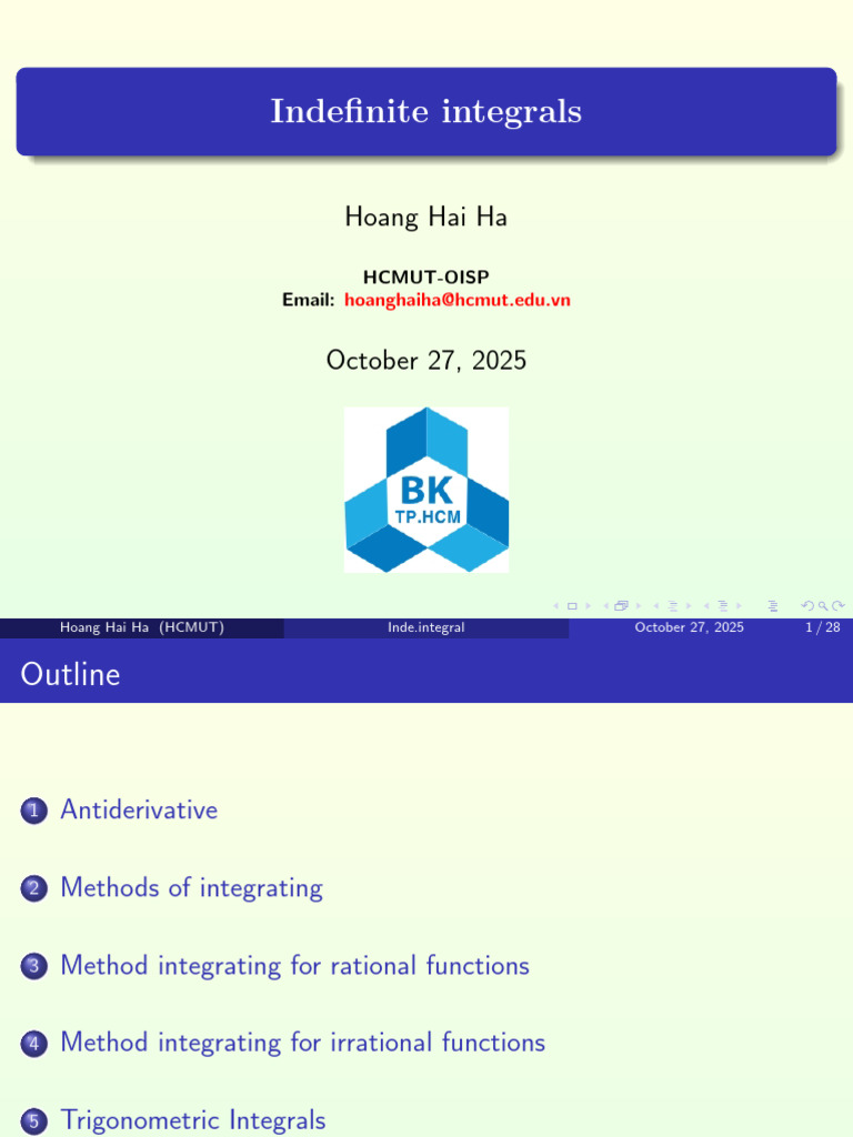 INDEFINITE INTEGRAL | PDF | Integral | Calculus