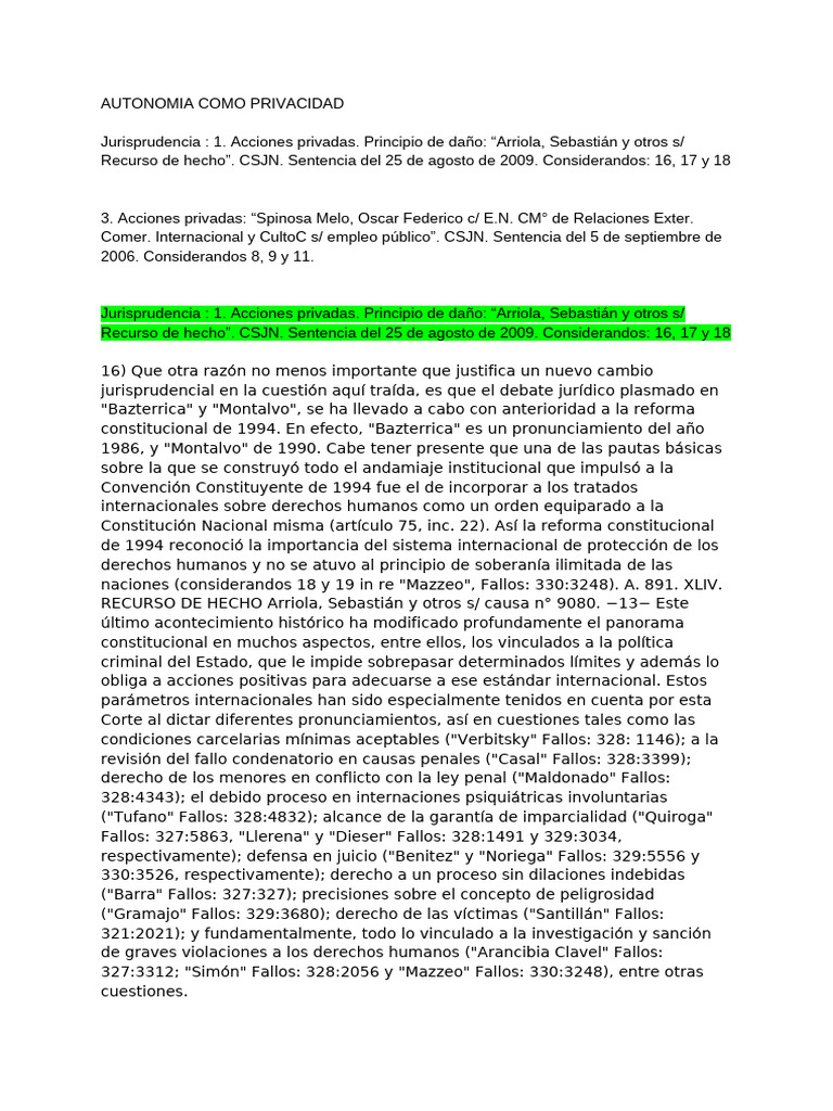 Autonomía y Privacidad en Jurisprudencia | PDF | Autonomía | Racionalidad