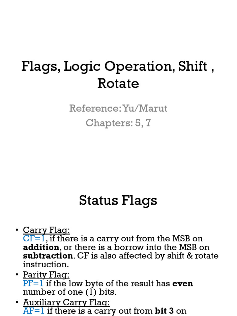 4.flags Shift Rotate | PDF | Computer Science | Computer Architecture