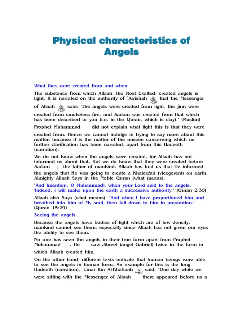 Physical Characteristics of Angels | PDF