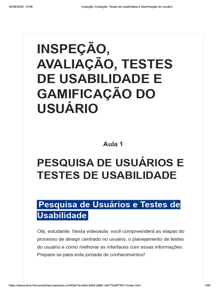Testes de Usabilidade e Gamificação | PDF | Usabilidade | Experiência ...