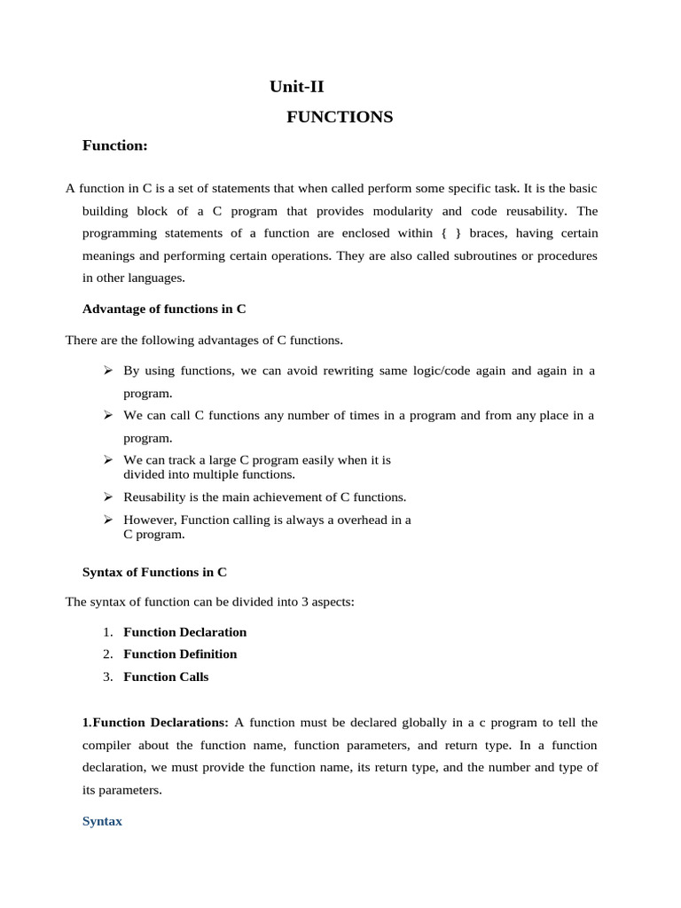 Unit-III PART-I | PDF | Parameter (Computer Programming) | Computer Program