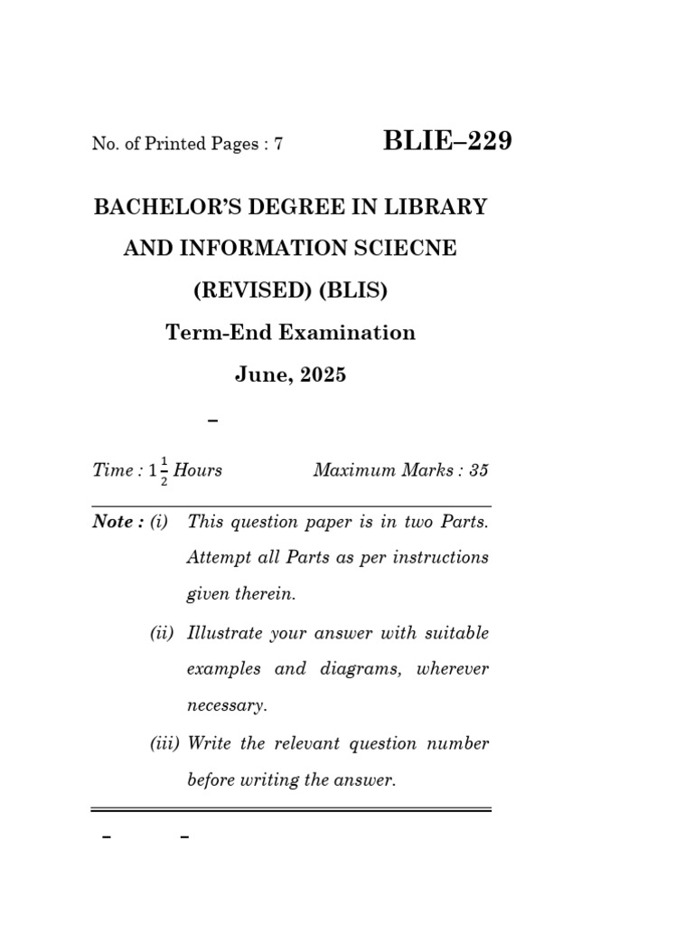 BLIE-229.PDF June 2025 Question Paper | PDF