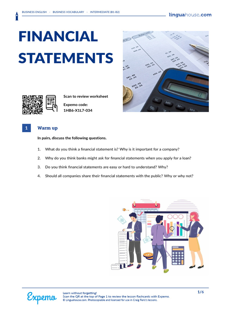 Financial Statements British English Student B1 B2 | PDF | Income Statement | Expense