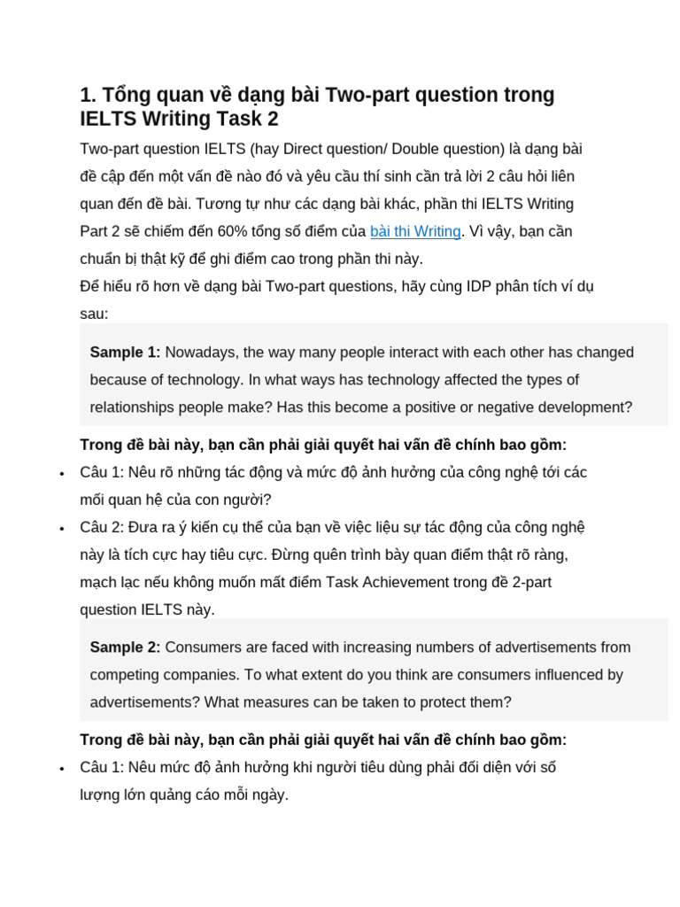 Writing Task 2 Two Part Question | PDF