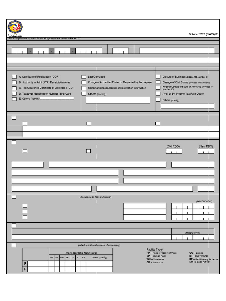 BIR Form 1905: Update Registration Info | PDF | Taxpayer | Internal ...