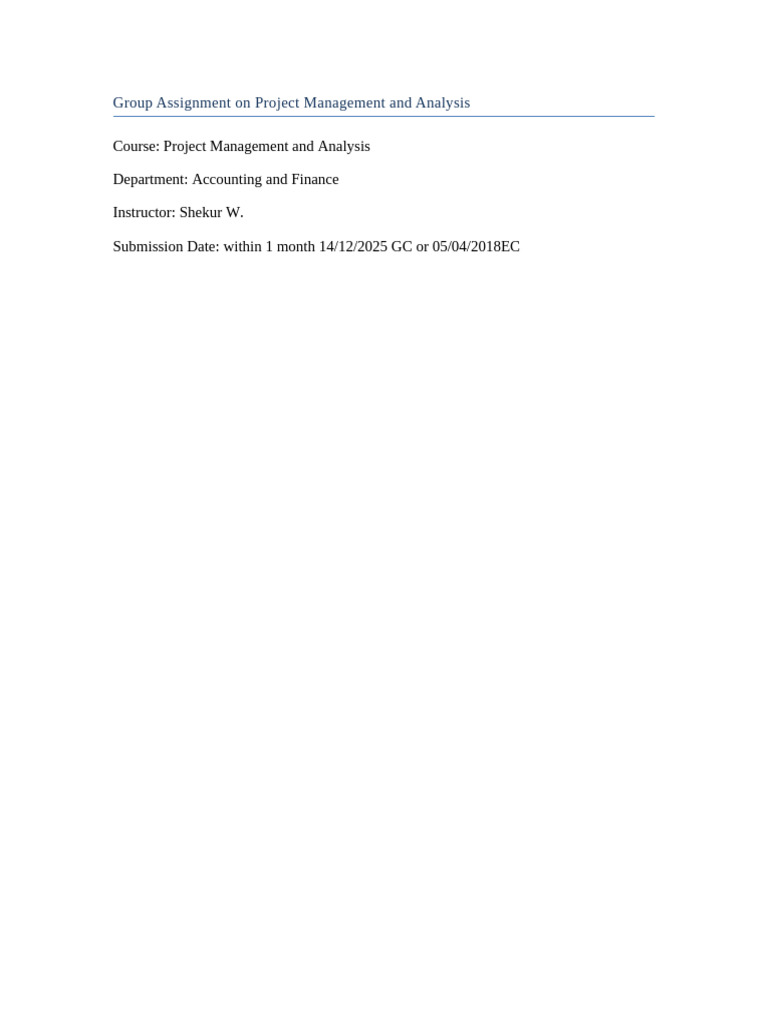 Group Assignment Project Management and Analysis | PDF | Project ...