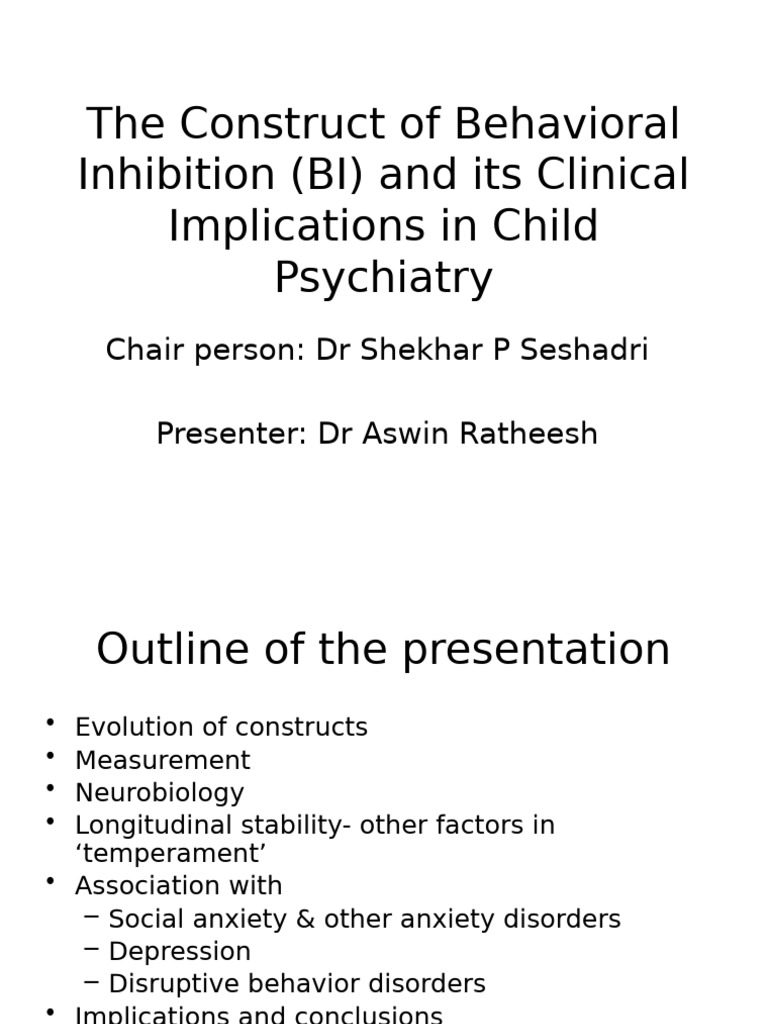 The Construct of Behavioral Inhibition in Child Psychiatry | PDF ...