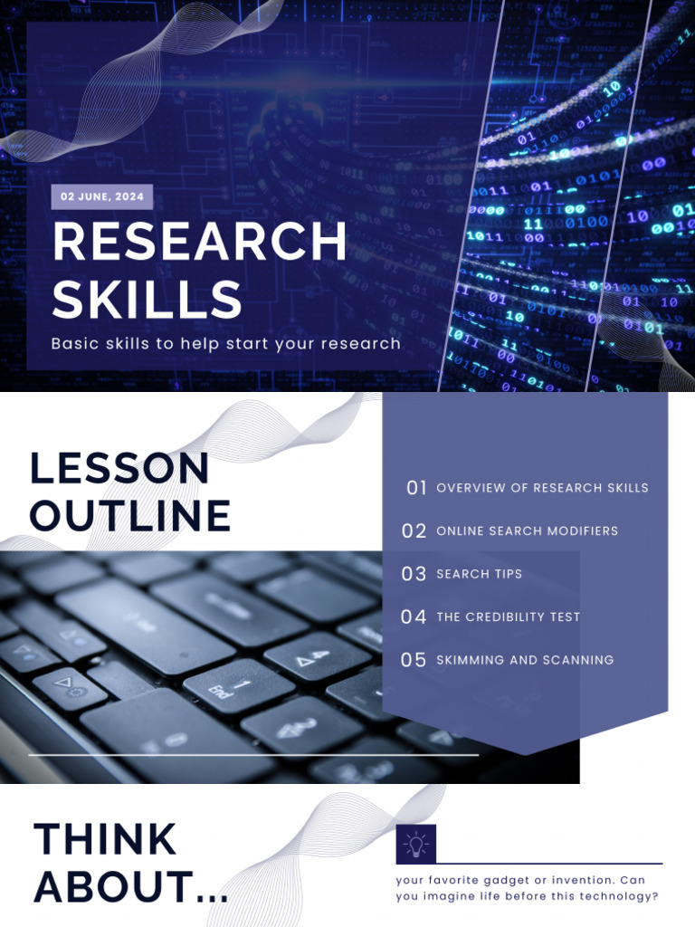White and Blue Modern Research Skills Presentation | PDF