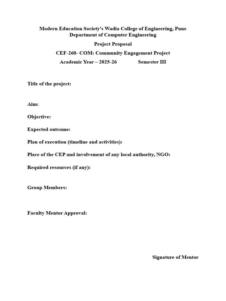 Community Engagement Project Proposal | PDF