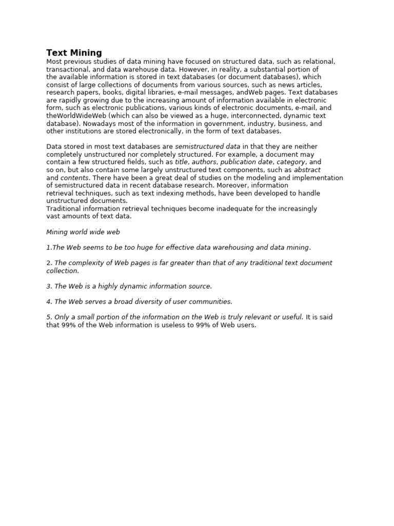 Text Mining&Mining World Wide Web | PDF