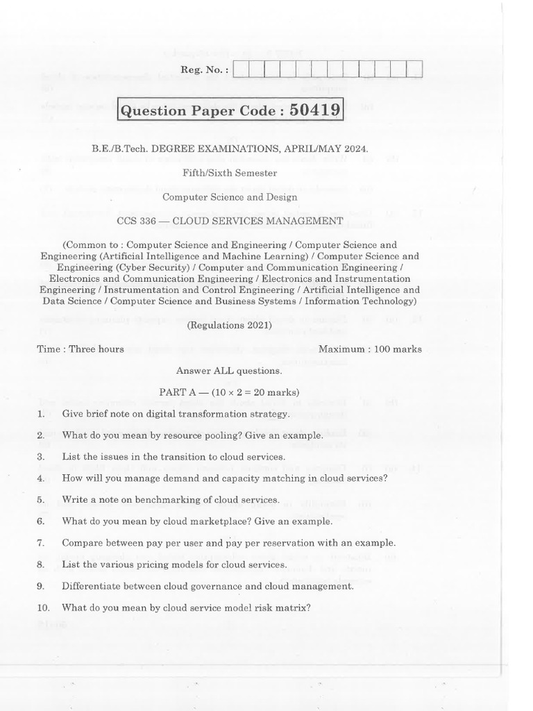 CSE AM 2024 CCS 336 Cloud Services Management | PDF