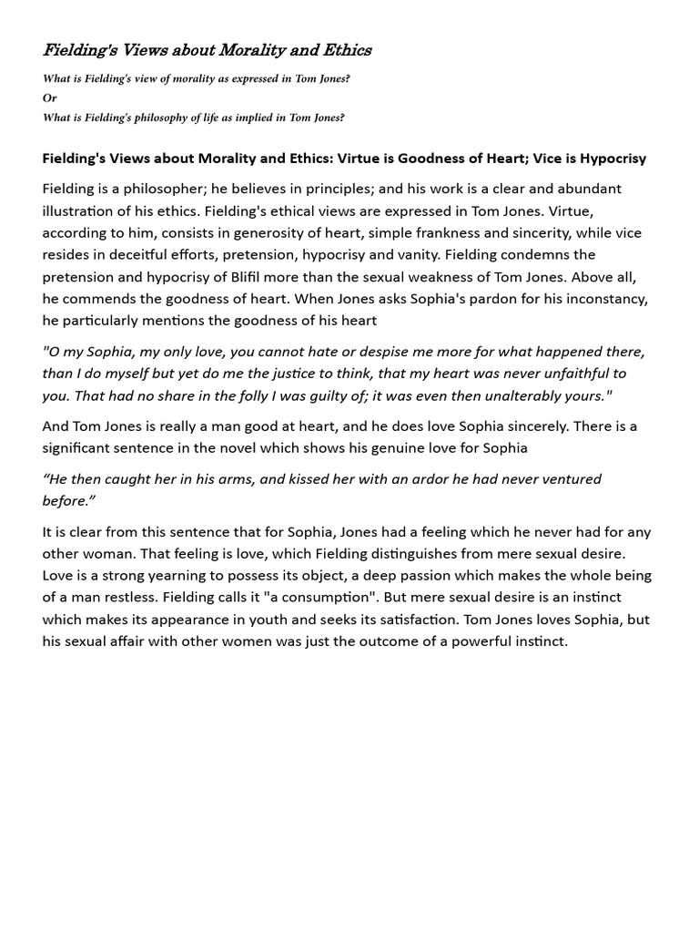 4 Fielding View of Morality and Ethics | PDF | The History Of Tom Jones ...