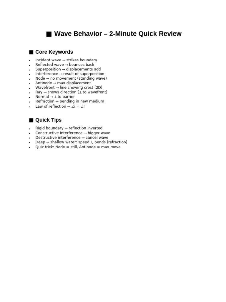 Wave Behavior QuickReview | PDF