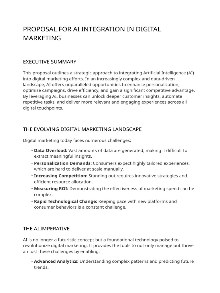 AI Integration in Digital Marketing Proposal | PDF | Digital Marketing ...