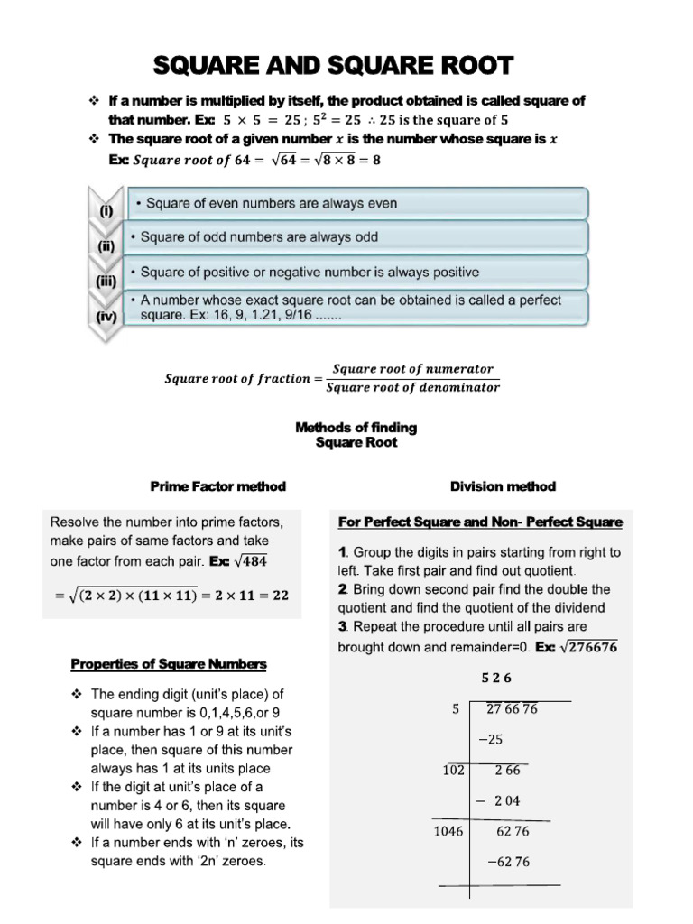 Square and Square Roots | PDF