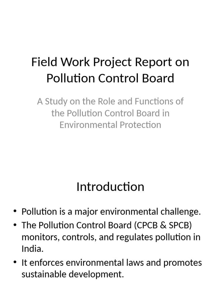 Pollution Control Board Field Work Project 4 | PDF