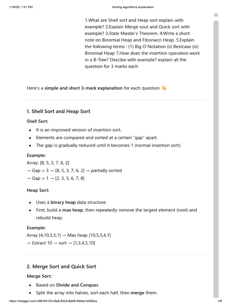 Sorting algorithms explanation | PDF | Algorithms And Data Structures ...